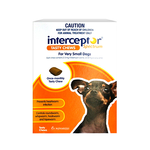 Interceptor Spectrum Tasty Chews For Very Small Dogs Up To 4Kg (Brown ...